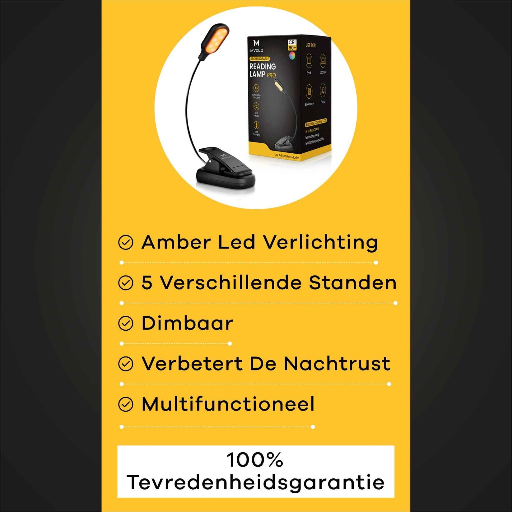 Leeslamp PRO - Perfecte leeslamp voor elke lezer en boekliefhebber – Mvolo